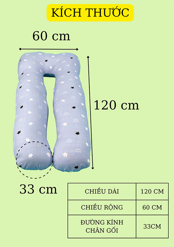Gối Chữ U Cho Mẹ Bầu GoldCat - Vải Muslin